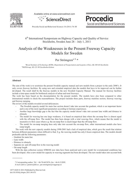 Pdf Analysis Of The Weaknesses In The Present Freeway Capacity Models