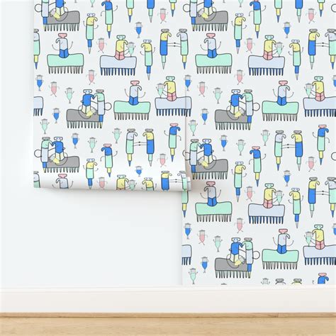 Cute Pipettes And Pcr Tubes On White Wallpaper Spoonflower