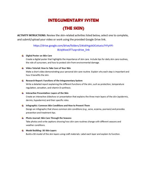 Integumentary System Activity Pdf