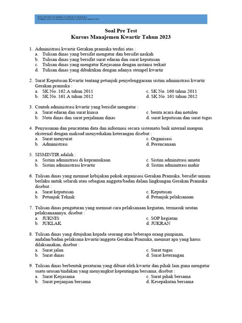 Soal Pre Test Pdf