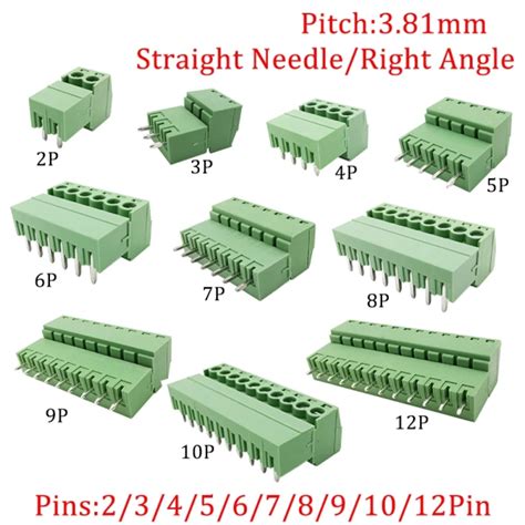 3 81mm 15edg 2 12pin Pcb Screw Terminal Block Male Female Connector 2edg Straight Needle Right