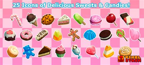 [released] Delicious Sweets Candies 2d Illustrated Icons By Pixel Stash Community Showcases