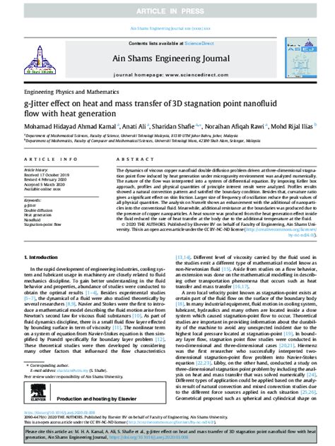 Pdf G Jitter Effect On Heat And Mass Transfer Of 3d Stagnation Point