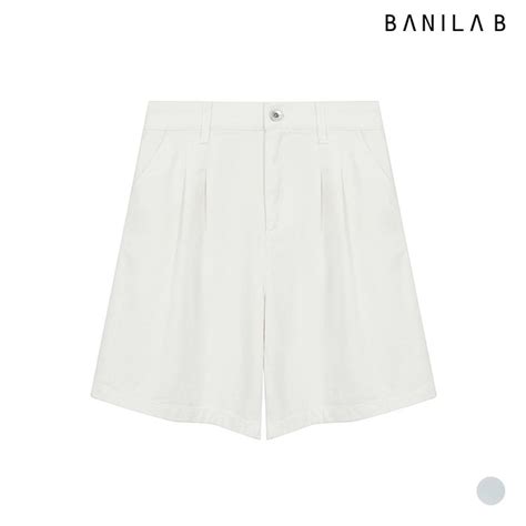 포스티 [바닐라비] 여성 화이트 투턱 와이드 쇼츠 팬츠