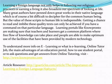 The importance of learning a foreign language | PPTX