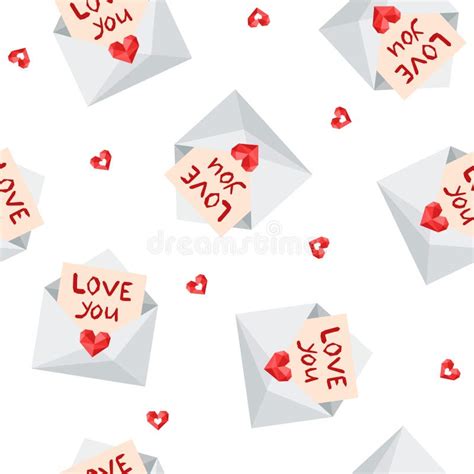 Romantic Repeat Pattern With Cute Love Letters And Small Hearts For