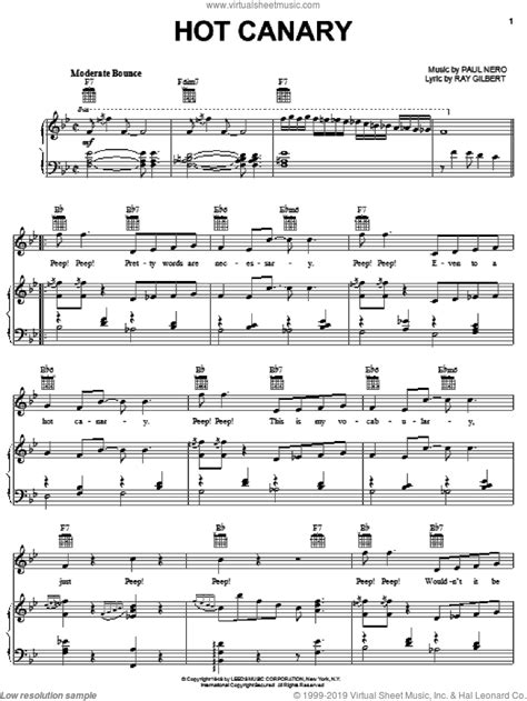 Nero The Hot Canary Sheet Music For Voice Piano Or Guitar