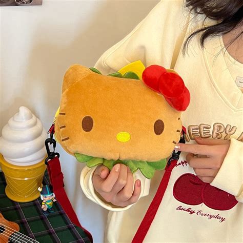 Hello Kitty Hamburger Plush Bag Joykawaii