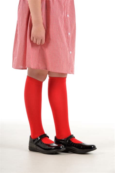 Girls Knee High Socks 2 Pair Pack Red Smiths Of Greenock