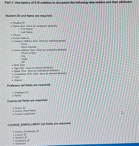 Solved Part 1 Use Basics Of E R Notation To Document The