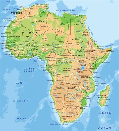 Physical Map Of Africa With Landforms