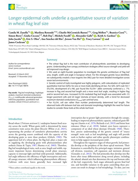 Pdf Longer Epidermal Cells Underlie A Quantitative Source Of