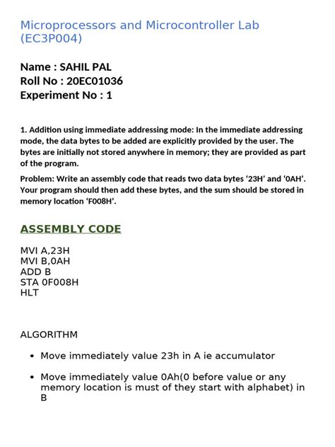 Addition Addressing Multiply Pdf Assembly Language Office Equipment