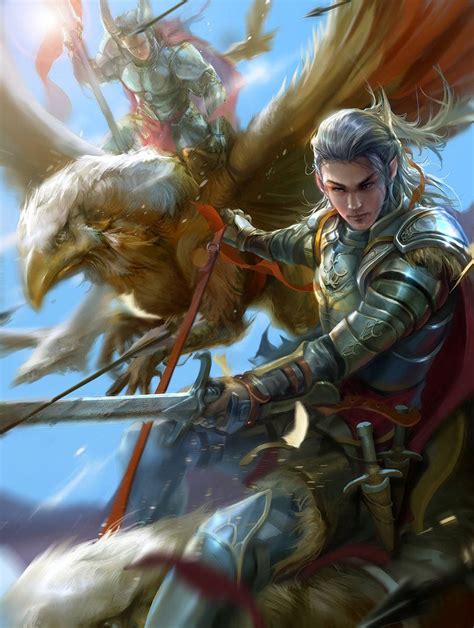 Elf Griffin Rider By Derricksong Fantasy Creatures Fantasy Warrior