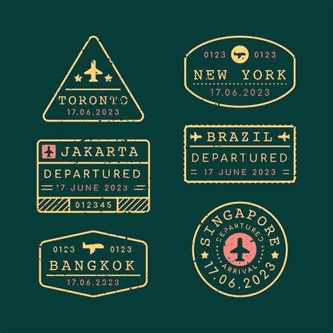 Free Vector Flat Design Passport Stamp Set