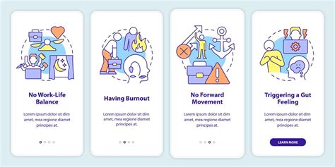 Toxic Work Environment Signs Onboarding Mobile App Screen Walkthrough