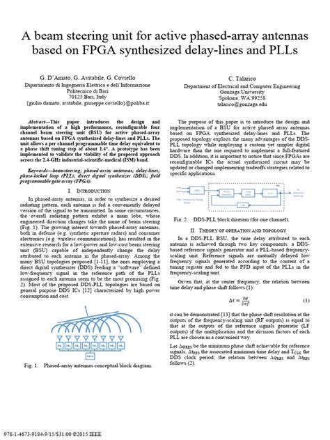 A Beam Steering Unit For Active Phased Array Antennas Based On Fpga A Beam Steering Unit For Active Phased Array Antennas Based On Fpga