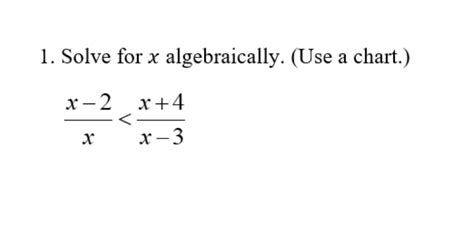 Solved 1 Solve For X Algebraically Use A Chart Xx−2