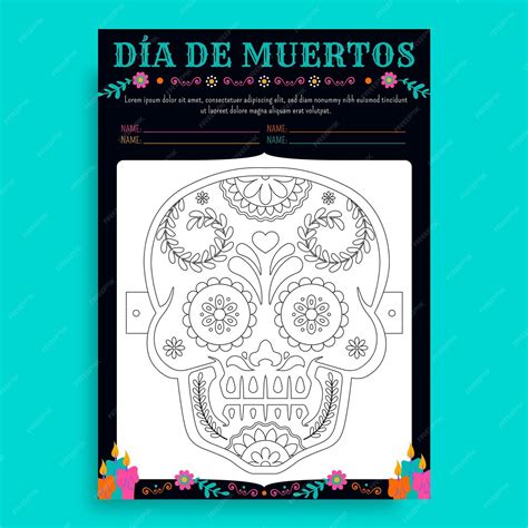 Feuille De Travail Sur Le Masque Dia De Muertos Dessiné à La Main
