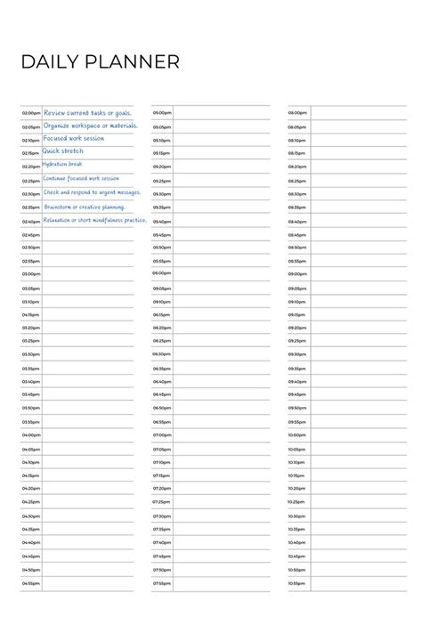 5 Minute Increment Daily Planner Printable A5 Us Letter A4 Fillable And Instant Download