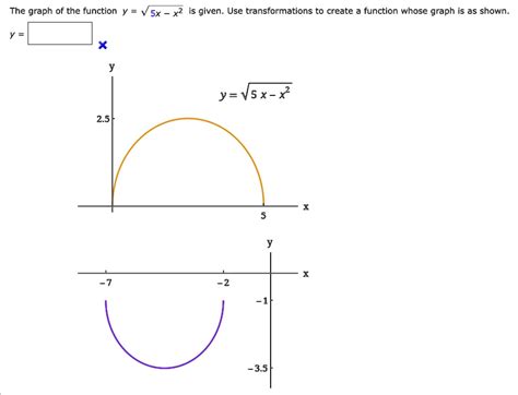 The Graph Of The Function Y √5x X2 Is Given Use Transformations To Create A Function