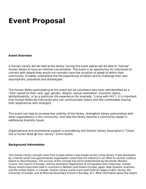 Event Proposal Templates For Assignment And For Ca1 Event Proposal