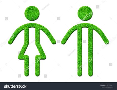 Wc Icon 3d Illustration Grass Isolated Stock Illustration 1487431661