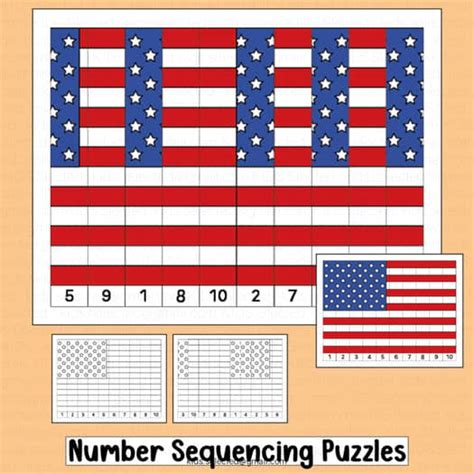 Flag Day Math Activities Ordering Number Sequencing American 4th Of July