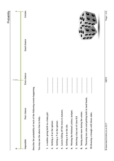 Introduction To Probability Ks3 Maths Teachit