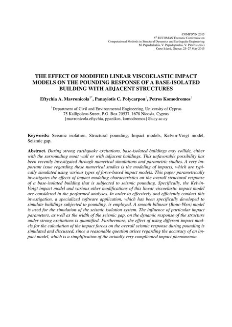 Pdf The Effect Of Modified Linear Viscoelastic Impact Models On The
