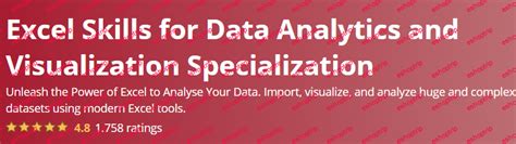 coursera excel skills for data analytics and visualization
