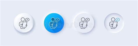 Customer Survey Line Icon Contract Application Sign Agreement
