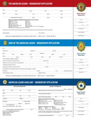 American Legion Membership Application Blank Fillable Template Fill