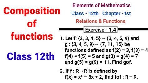 Composition Of Functions Class 12 Math Chapter 1 Relations And Functions