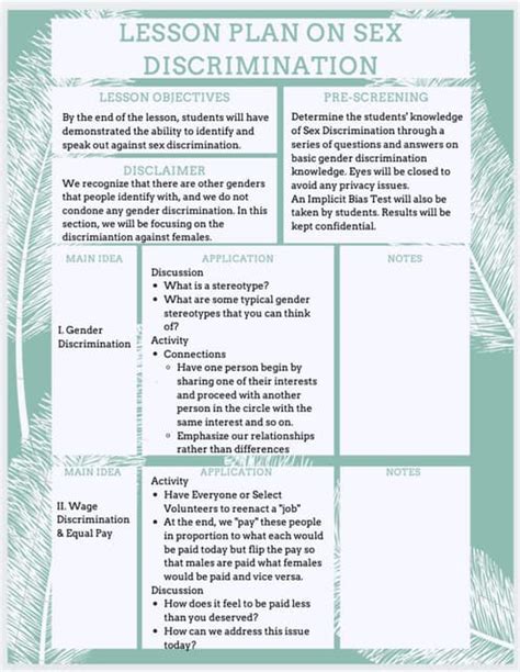 Lesson Plan On Sex Discrimination Pdf
