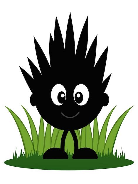 A Cartoon Of A Black Monster With A Face In The Grass Premium Ai Generated Vector