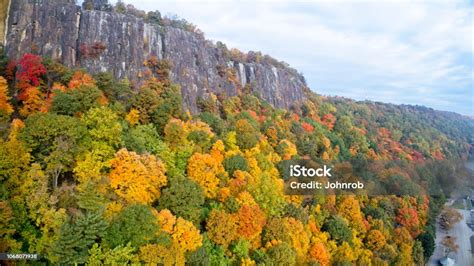 Autumn View Of Palisades Cliffs On The Hudson River In New Jersey