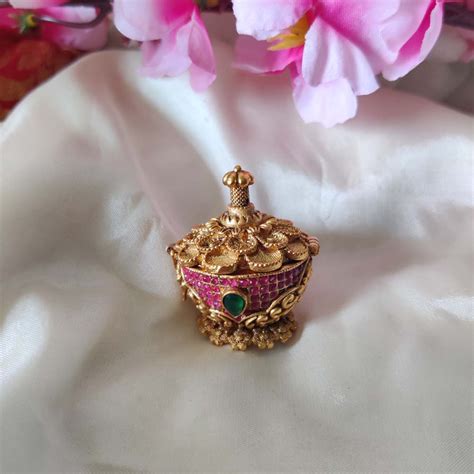 Floral Golden Matt Finished Kunguma Chimil Posh Jewelery