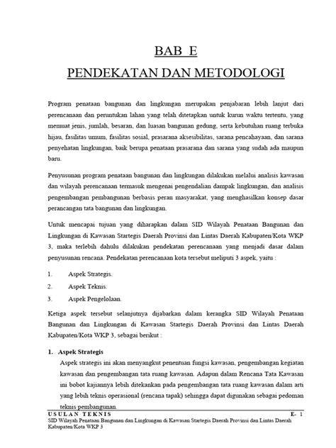 05 Bab E Pendekatan Dan Metodologi Sid Pdf