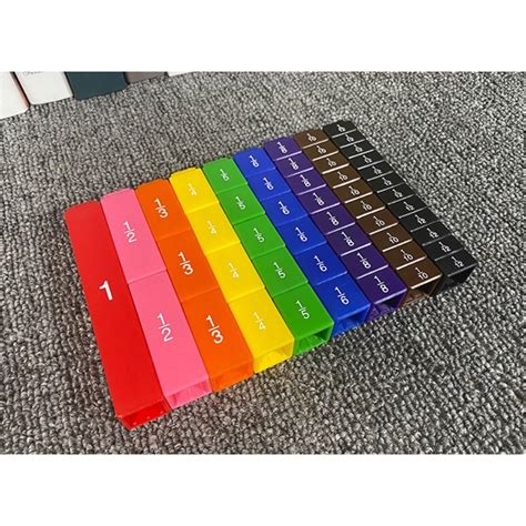 Montessori Rainbow Fraction Tower Cubes Blocks สอนเศษส่วน ทศนิยม