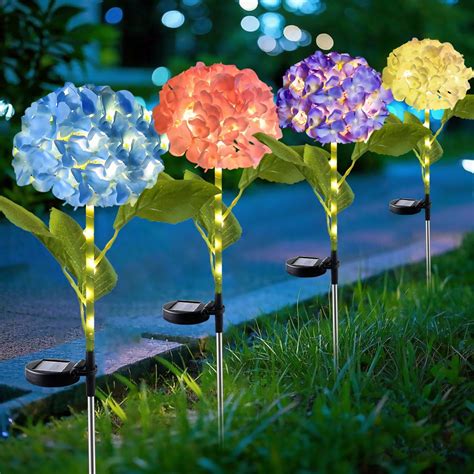 4 Pack Solar Garden Lights Outdoor Dual Lighting Modes Waterproof