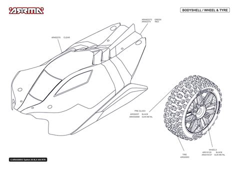 Arrma Typhon 3s Blx 4x4 Parts Exploded View 4306v3 — Adventure