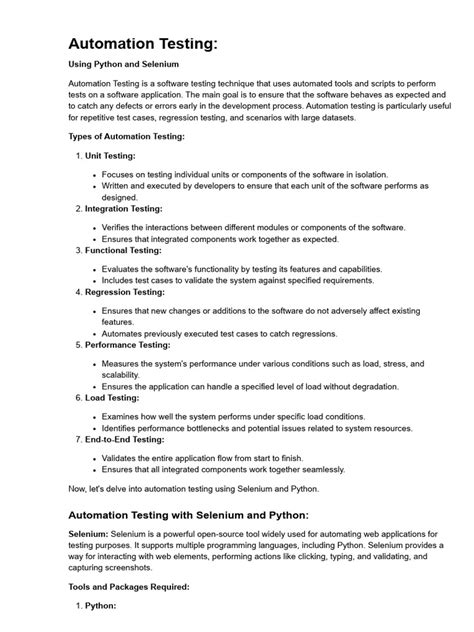 Selenium Notes Pdf Selenium Software Software Testing