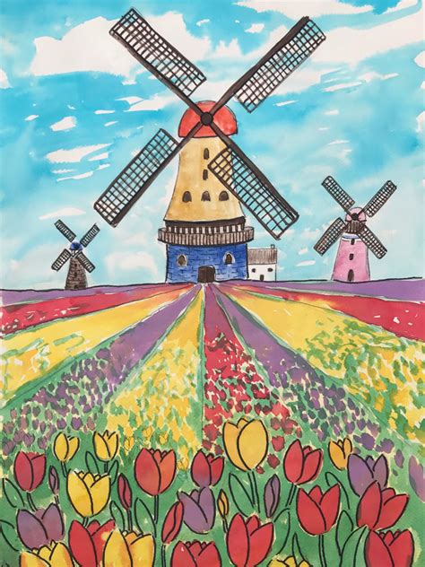 Dutch Windmill Drawing