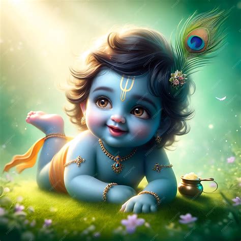 Lord Krishna Jee Illustration Premium Ai Generated Image