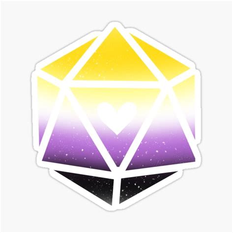 Nonbinary Pride Heart D20 Dice Sticker For Sale By Thedoodlemancer