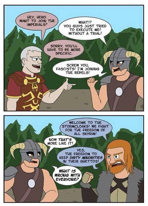 Skyrim Imperials Vs Stormcloaks Skyrim Character Jokes Skyrim