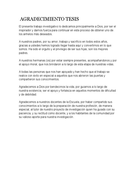 Agradecimiento Tesis Pdf