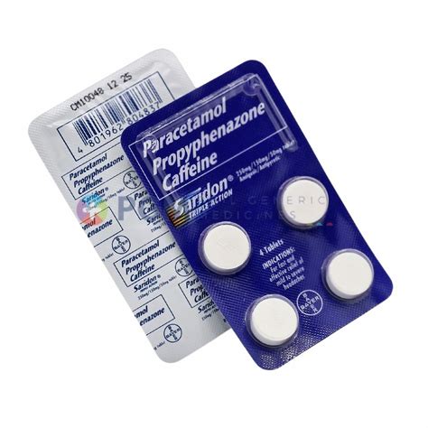 Paracetamol Propyphenazone Caffeine 250mg150mg50mg Tablet Saridon Philippine Generic