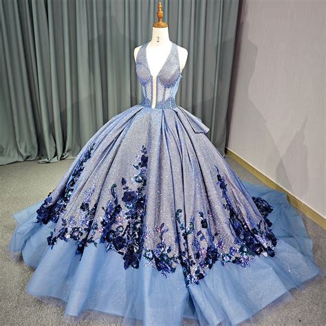 White And Blue Puffy Quinceanera Dresses Puffy Quinceañera Dresses